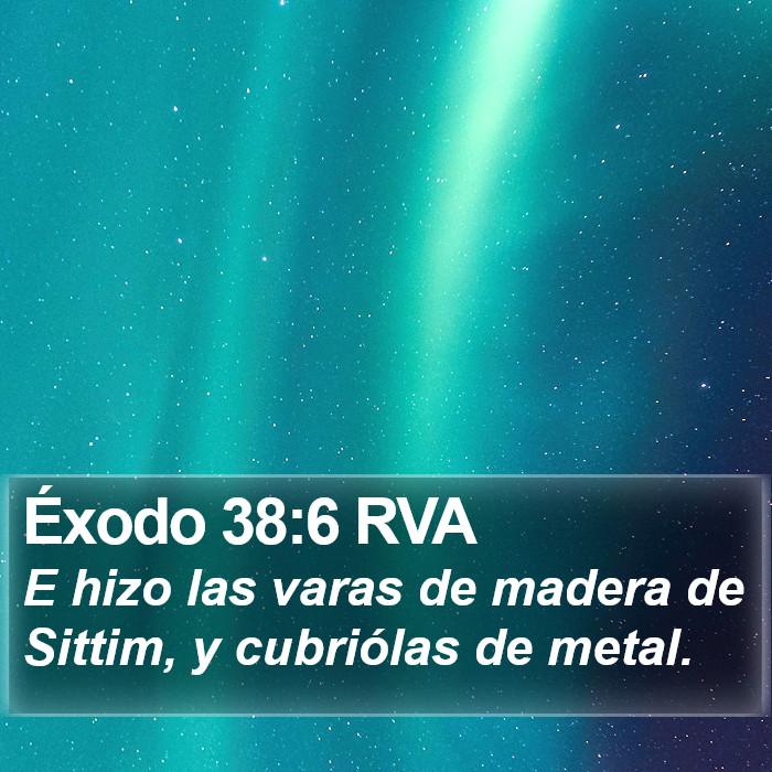 Éxodo 38:6 RVA - E hizo las varas de madera de Sittim, y