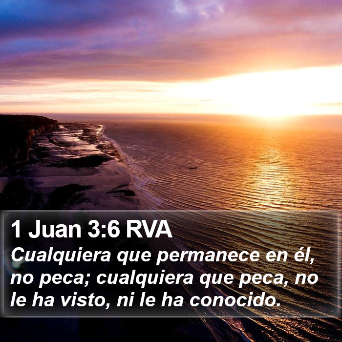 1 Juan 3:6 RVA - Cualquiera que permanece en él, no peca;