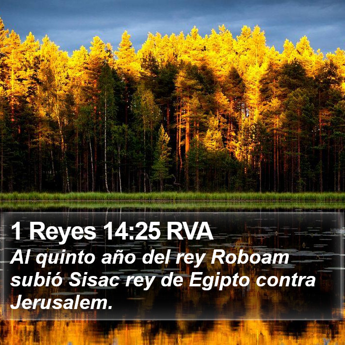 1 Reyes 14:25 RVA - Al quinto año del rey Roboam subió Sisac rey de