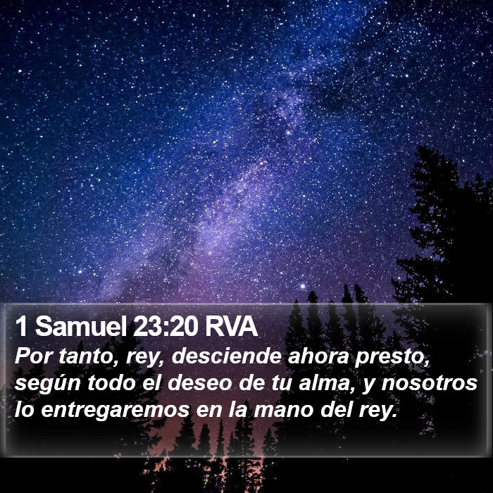 1 Samuel 23:20 RVA - Por tanto, rey, desciende ahora presto, según