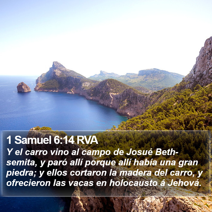 1 Samuel 6:14 RVA - Y el carro vino al campo de Josué Beth-semita, y