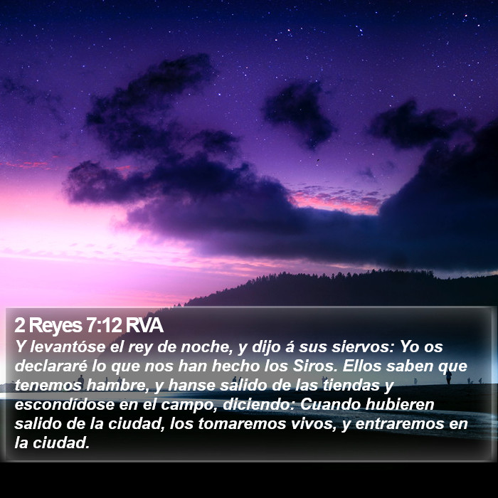 2 Reyes 7:12 RVA - Y levantóse el rey de noche, y dijo á sus
