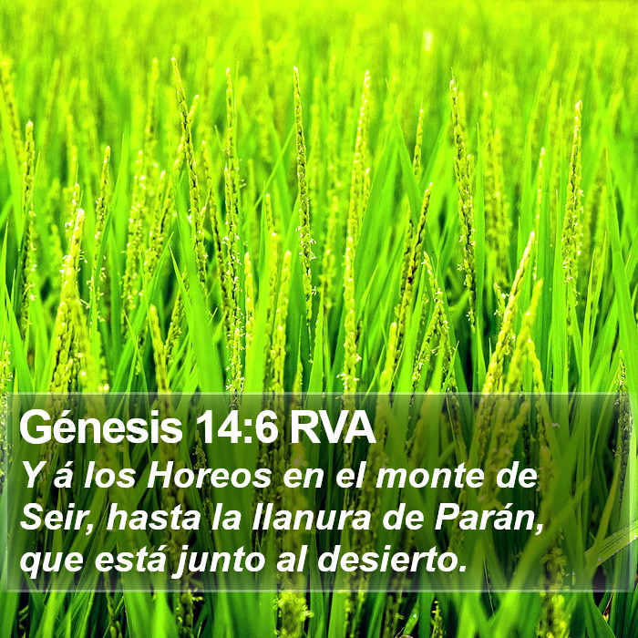 Génesis 14:6 RVA - Y á los Horeos en el monte de Seir, hasta la