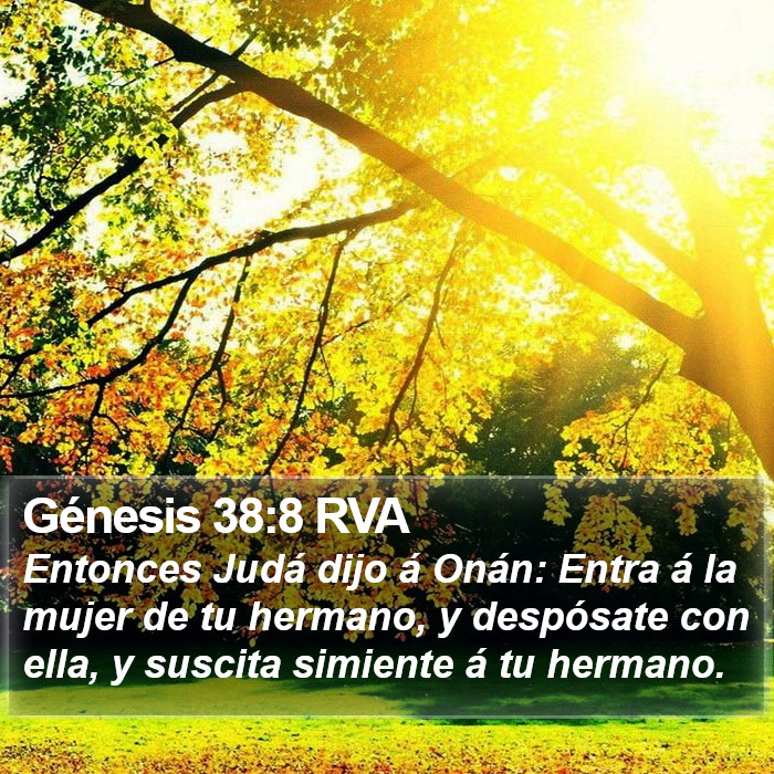 Génesis 38:8 RVA - Entonces Judá dijo á Onán: Entra á la mujer