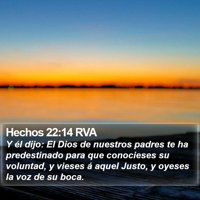 Hechos 22:14 RVA - Y él dijo: El Dios de nuestros padres te ha