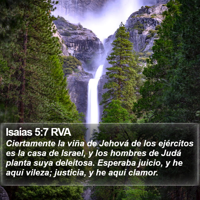 Isaías 5:7 RVA - Ciertamente la viña de Jehová de los ejércitos