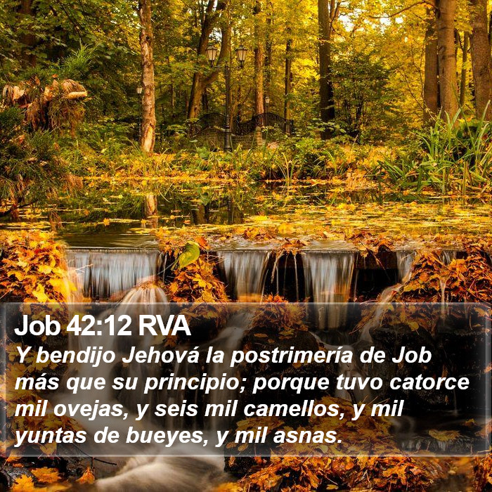 Job 42:12 RVA - Y bendijo Jehová la postrimería de Job más que