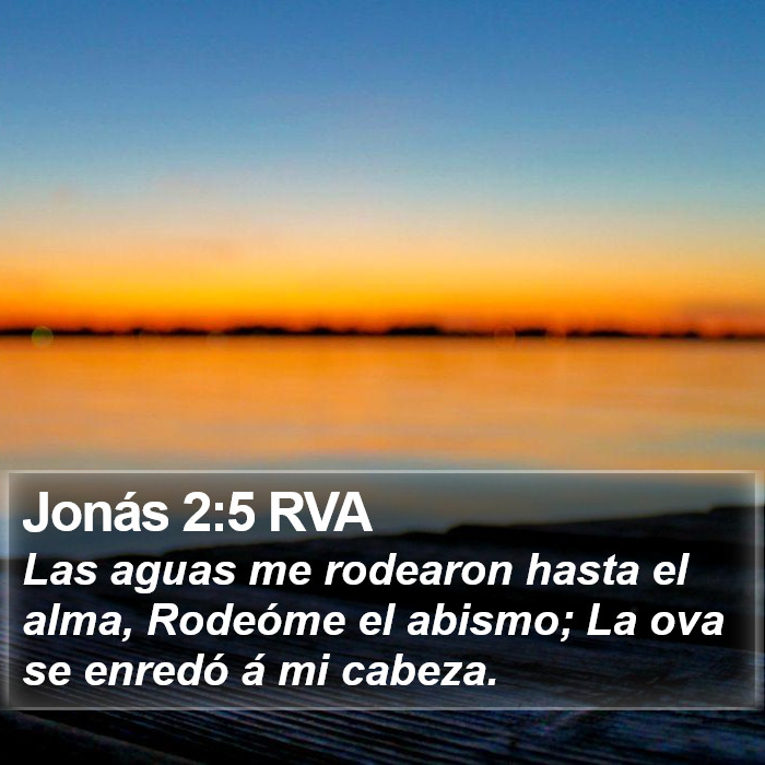 Jonás 2:5 RVA - Las aguas me rodearon hasta el alma, Rodeóme el