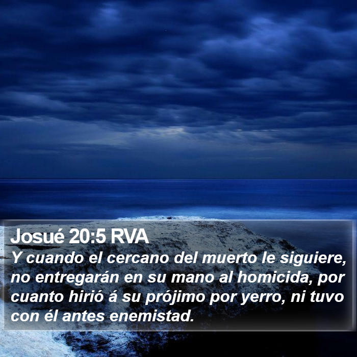 Josué 20:5 RVA - Y cuando el cercano del muerto le siguiere, no