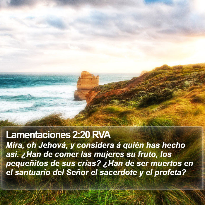 Lamentaciones 2:20 RVA - Mira, oh Jehová, y considera á quién has hecho