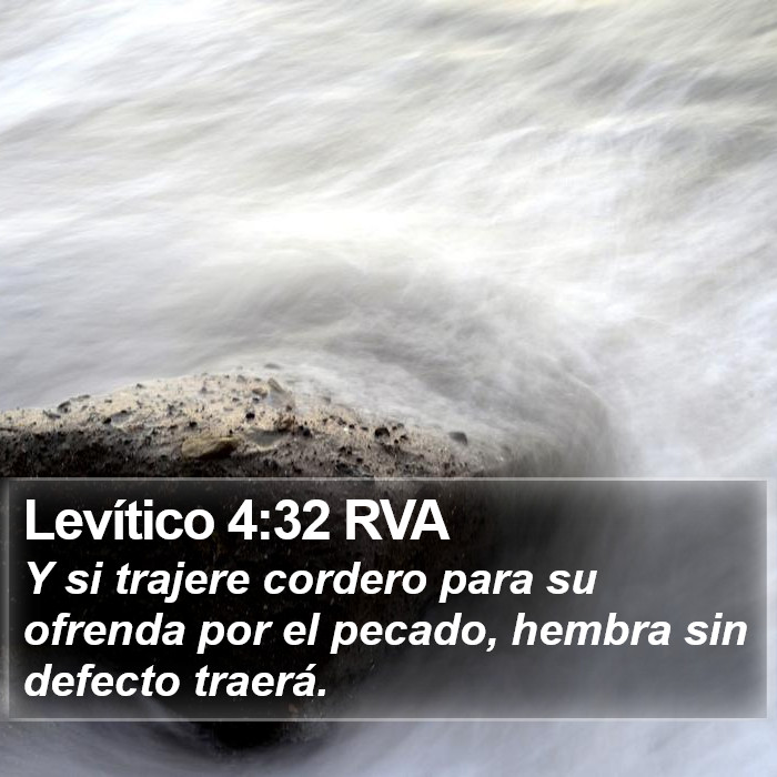 Levítico 4:32 RVA - Y si trajere cordero para su ofrenda por el