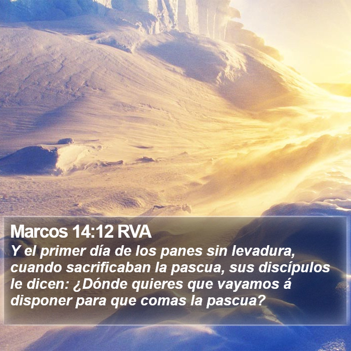 Marcos 14:12 RVA - Y el primer día de los panes sin levadura,