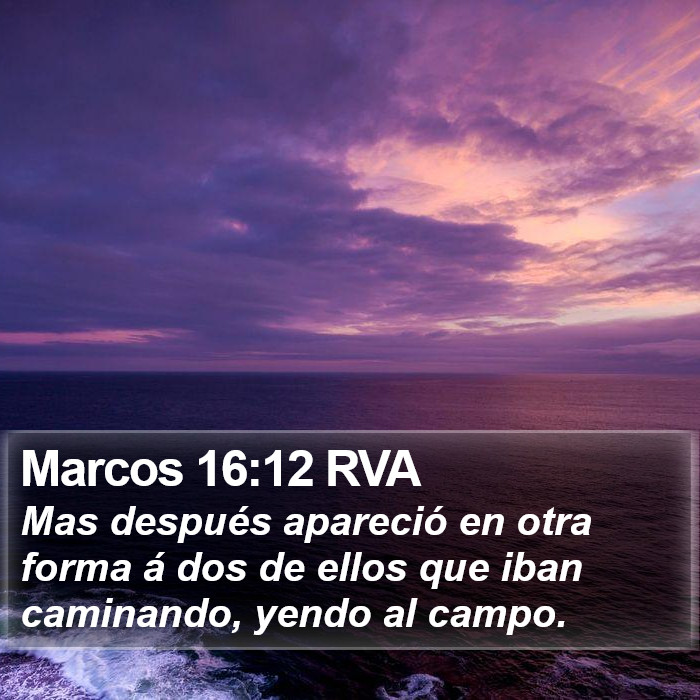Marcos 16:12 RVA - Mas después apareció en otra forma á dos de
