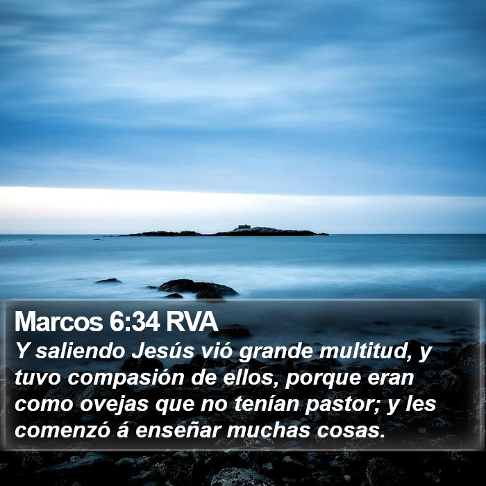 Marcos 6:34 RVA - Y saliendo Jesús vió grande multitud, y tuvo