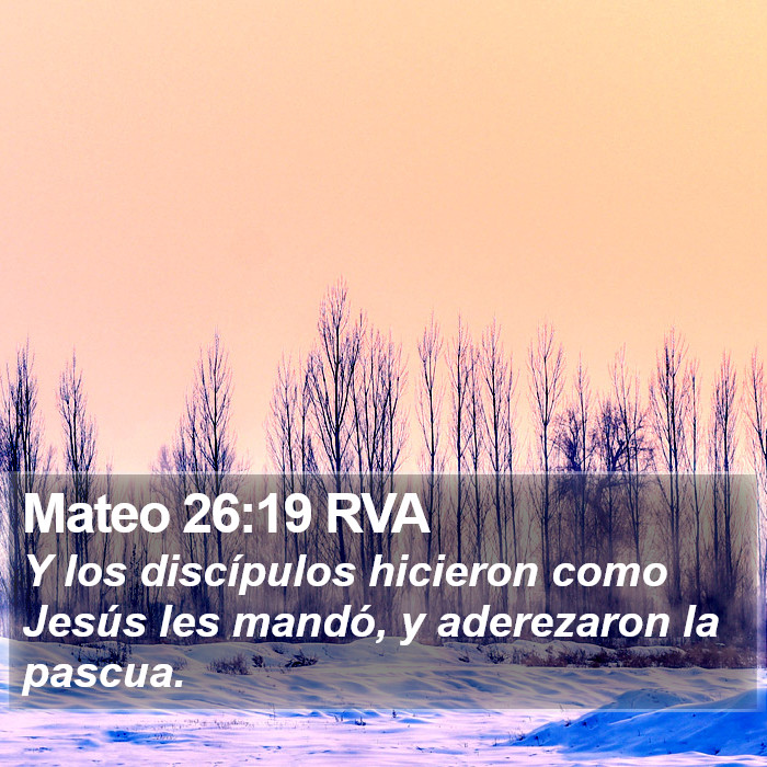 Mateo 26:19 RVA - Y los discípulos hicieron como Jesús les