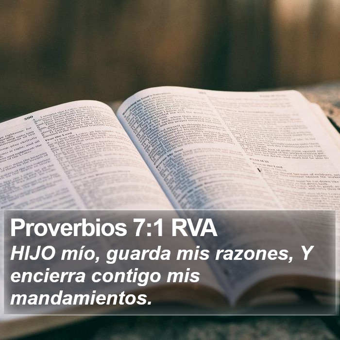 Proverbios 7:1 RVA - HIJO mío, guarda mis razones, Y encierra contigo