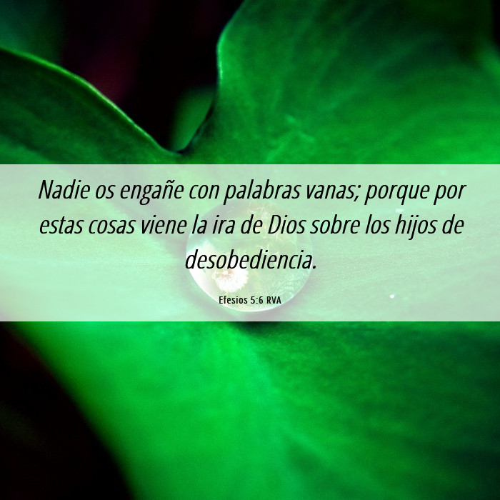 Efesios 5:6 RVA - Nadie os engañe con palabras vanas; porque por