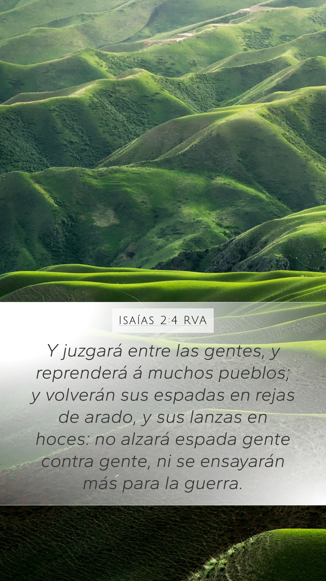 Isaías 2:4 RVA Mobile Phone Wallpaper - Y juzgará entre las gentes, y ...